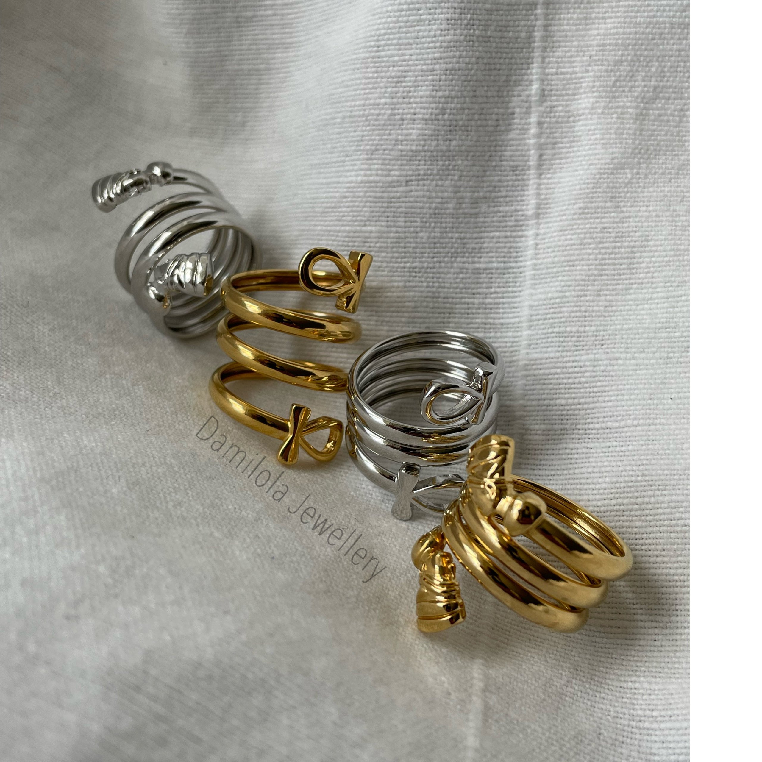 Double Twisted Ankh/Nefertiti Ring - Gold/Silver | Wakuda