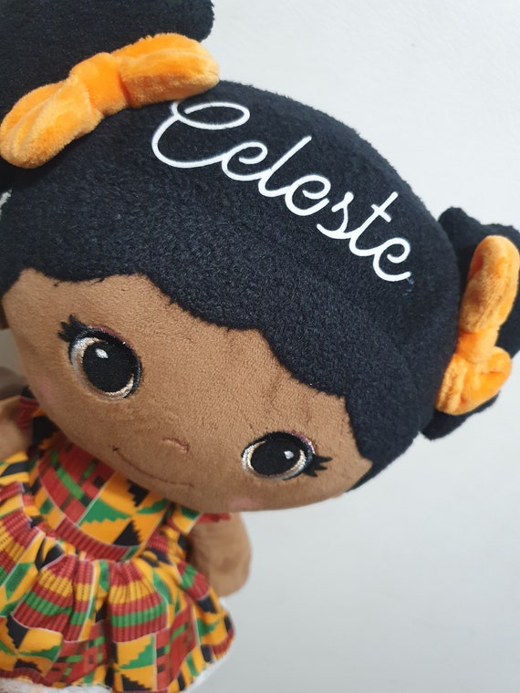 Personalised Black Doll - Mabel Doll ( Kente ) | Wakuda