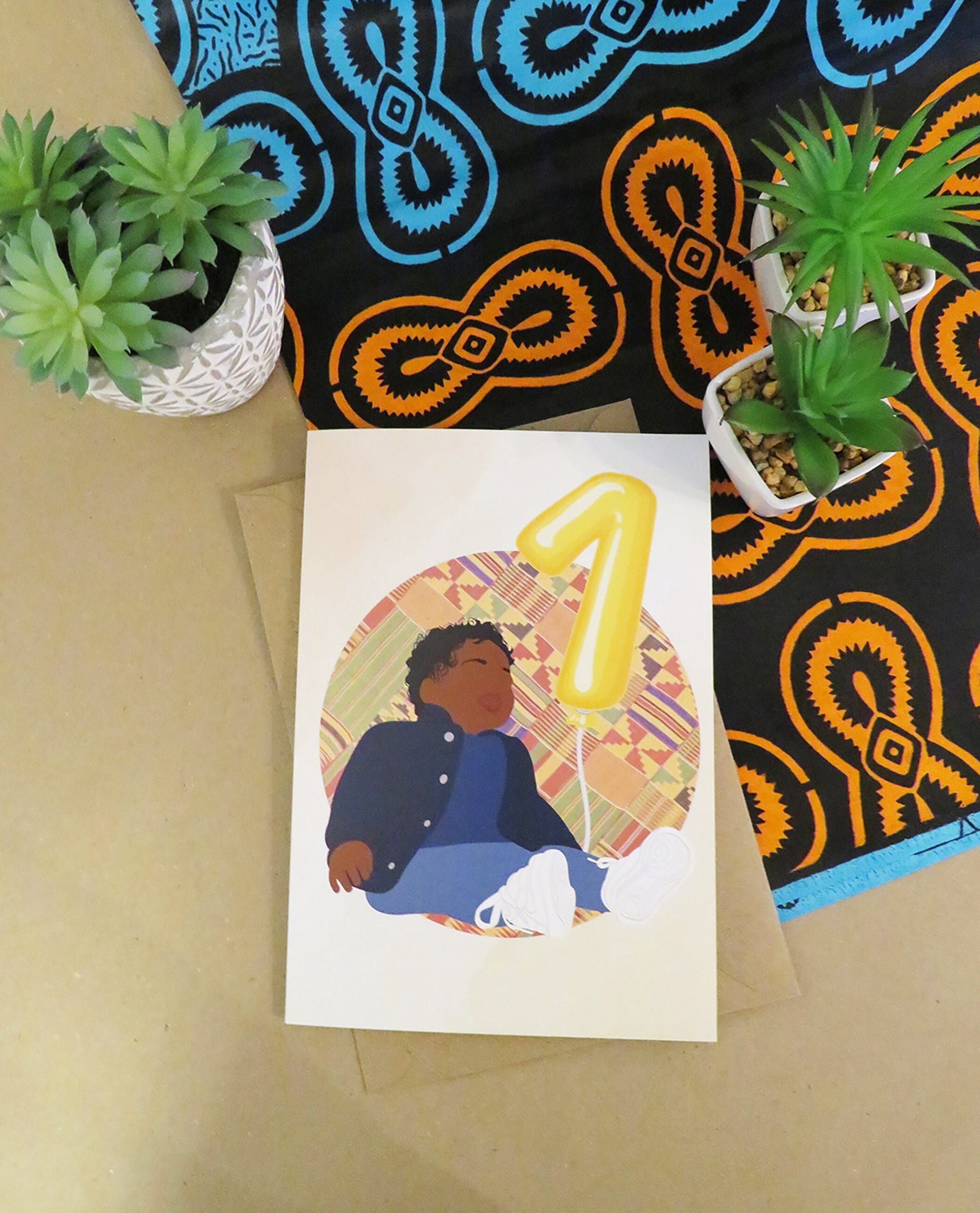 Black Boy Age 1 Birthday Card | Wakuda