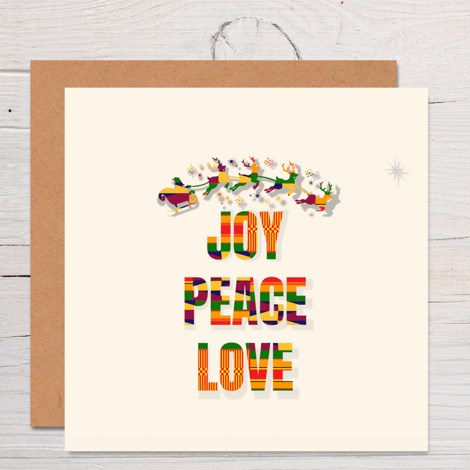 Joy Peace and Love Christmas Card | Wakuda
