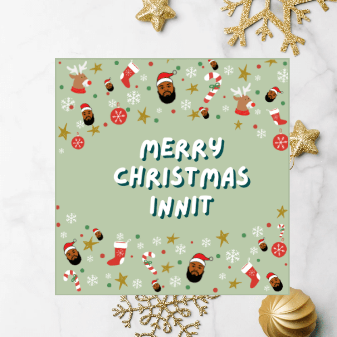 Black Santa Merry Christmas Innit Square Card | Wakuda