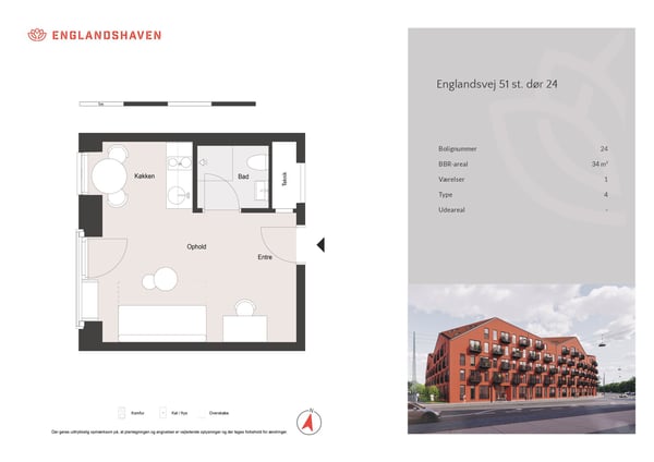 Bright 1-room apartment on Amager with common rooms - 35 m² - København S
