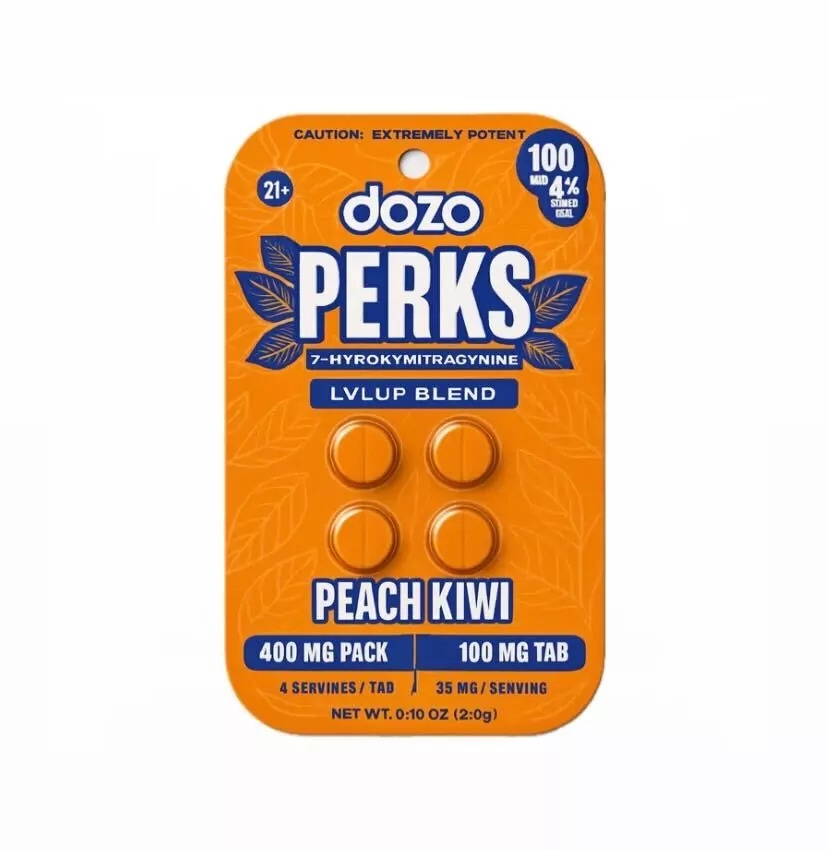 Dozo Perks 7-Hydroxymitagynine LVLUP Blend Peach Kiwi 4ct Tablets ...