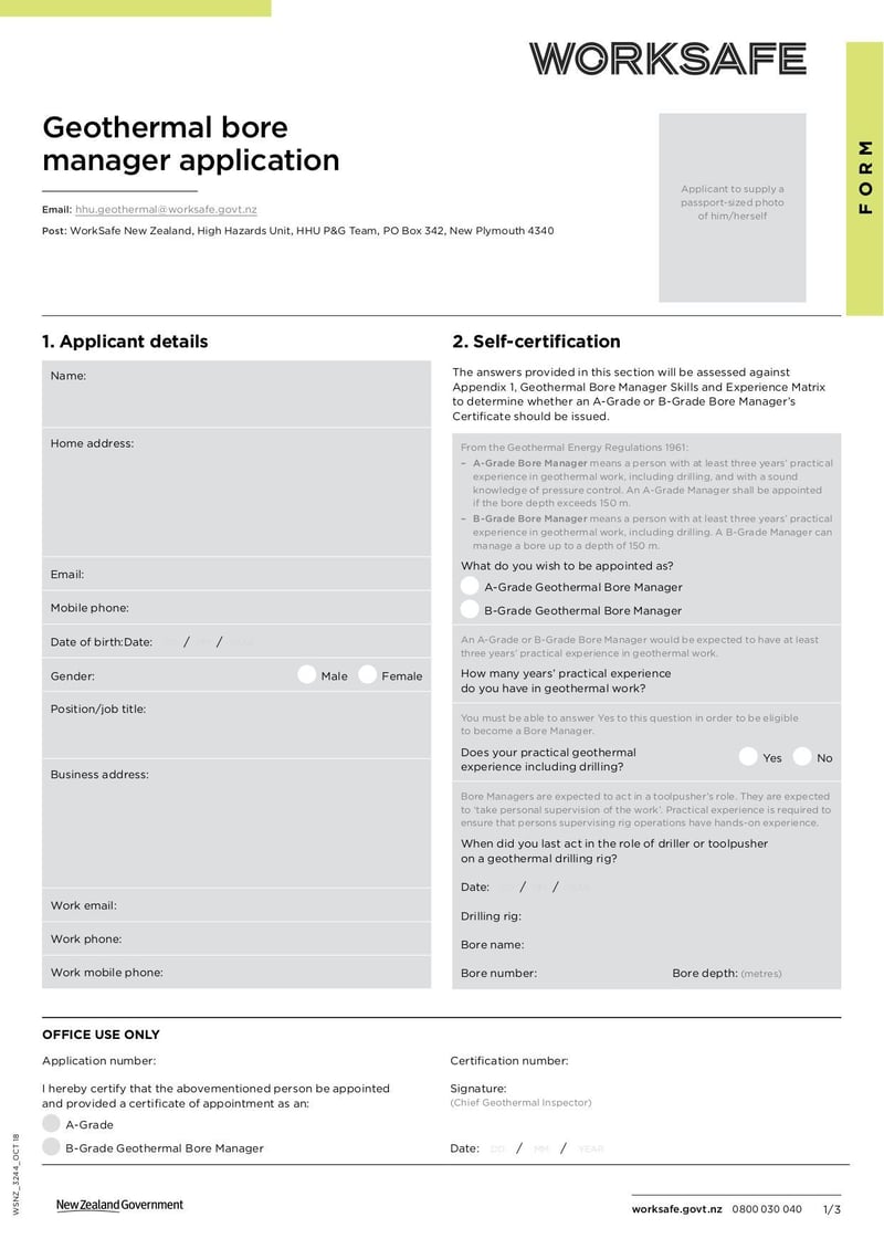 Geothermal Bore Manager Application Form | Fill and sign online with Lumin