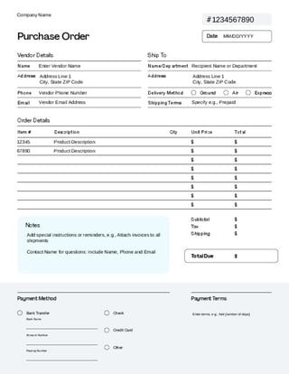 Basic Purchase Order Template | Fill and Sign with Lumin