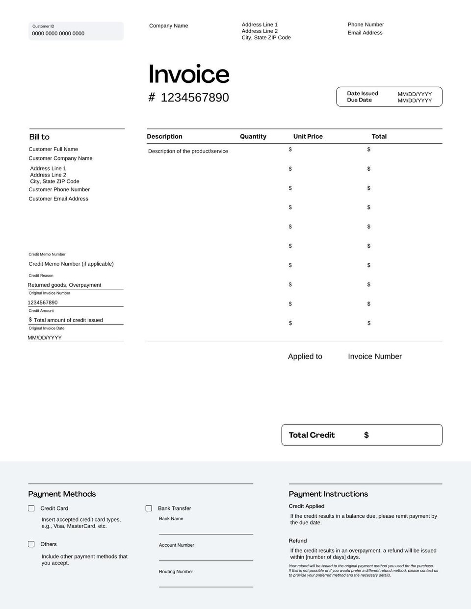 Credit Invoice Template | Fill and sign with Lumin