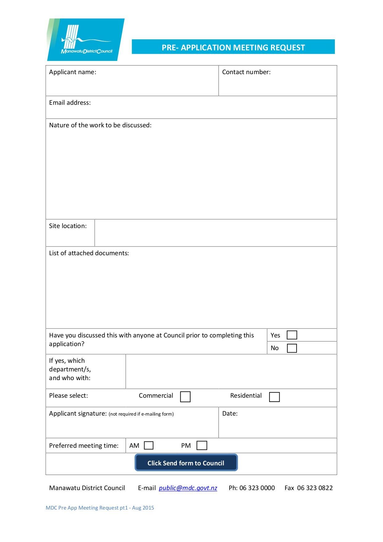 Pre-Application Meeting Request | Fill and sign online with Lumin