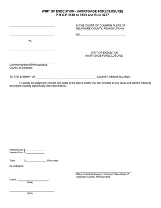 Writ of Execution Mortgage | Fill and sign online with Lumin