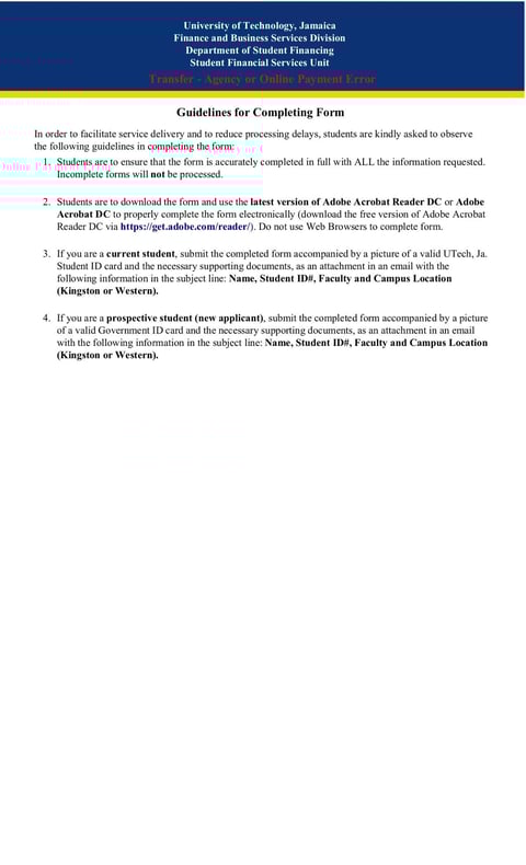 Transfer Agency or Online Payment Error Form | Fill and sign online ...