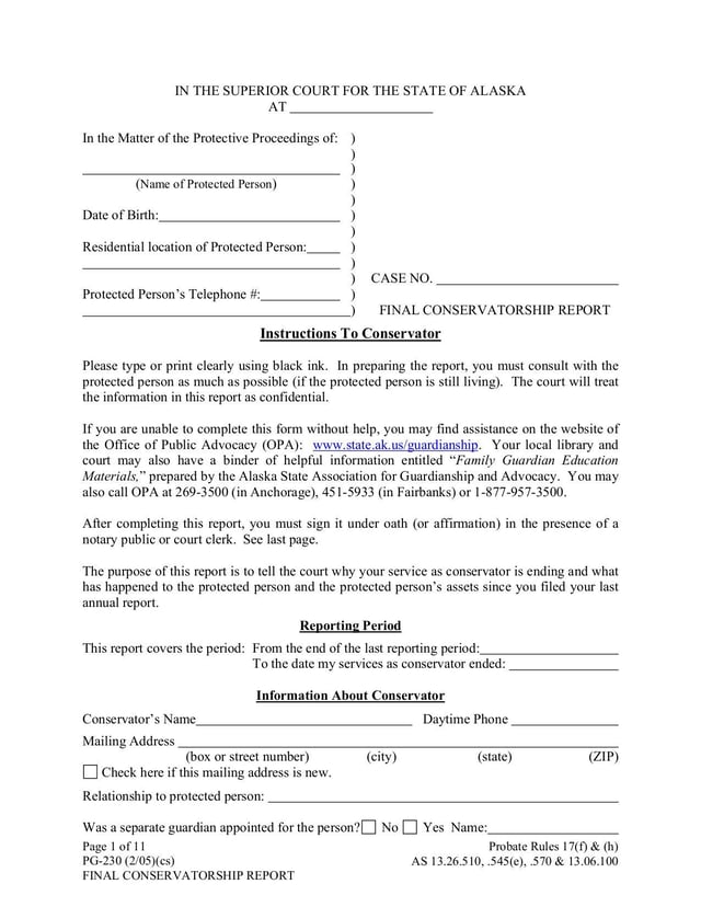 Form PG-230 Final Conservatorship Report | Fill and sign online with Lumin