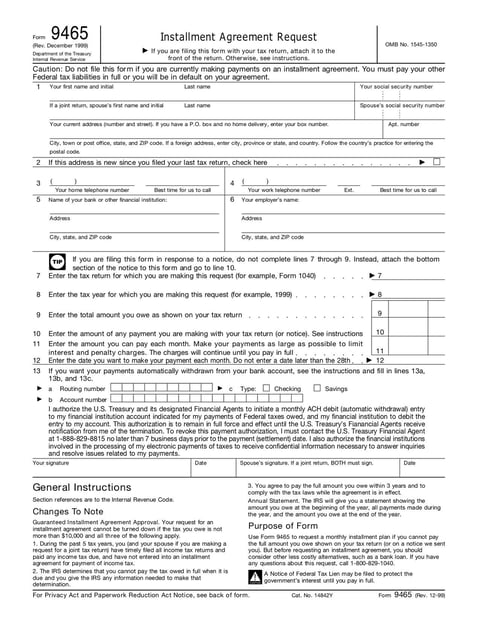 Form 9465 | Fill and sign online with Lumin