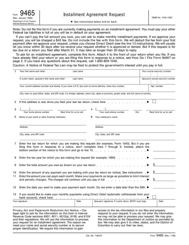 Form 9465 | Fill and sign online with Lumin