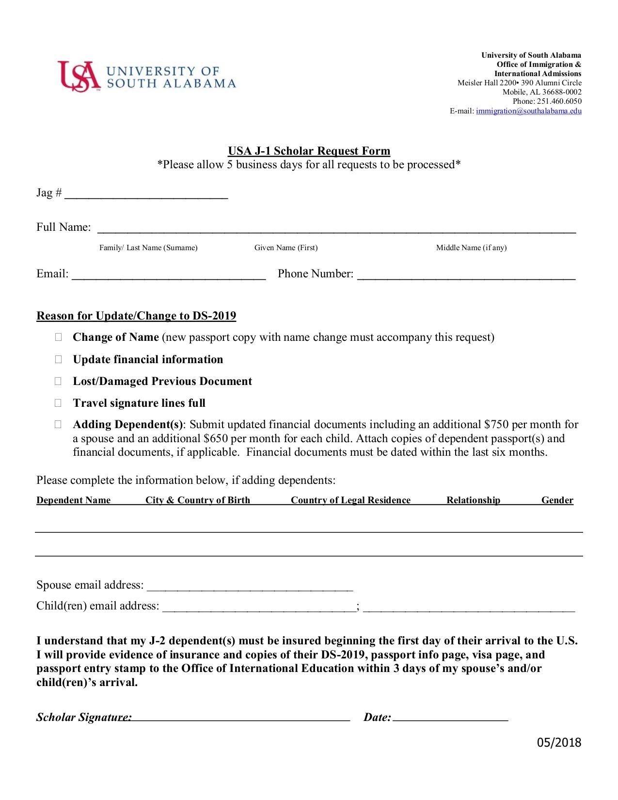 Scholar Request (Form USA J-1 ) | Fill and sign online with Lumin