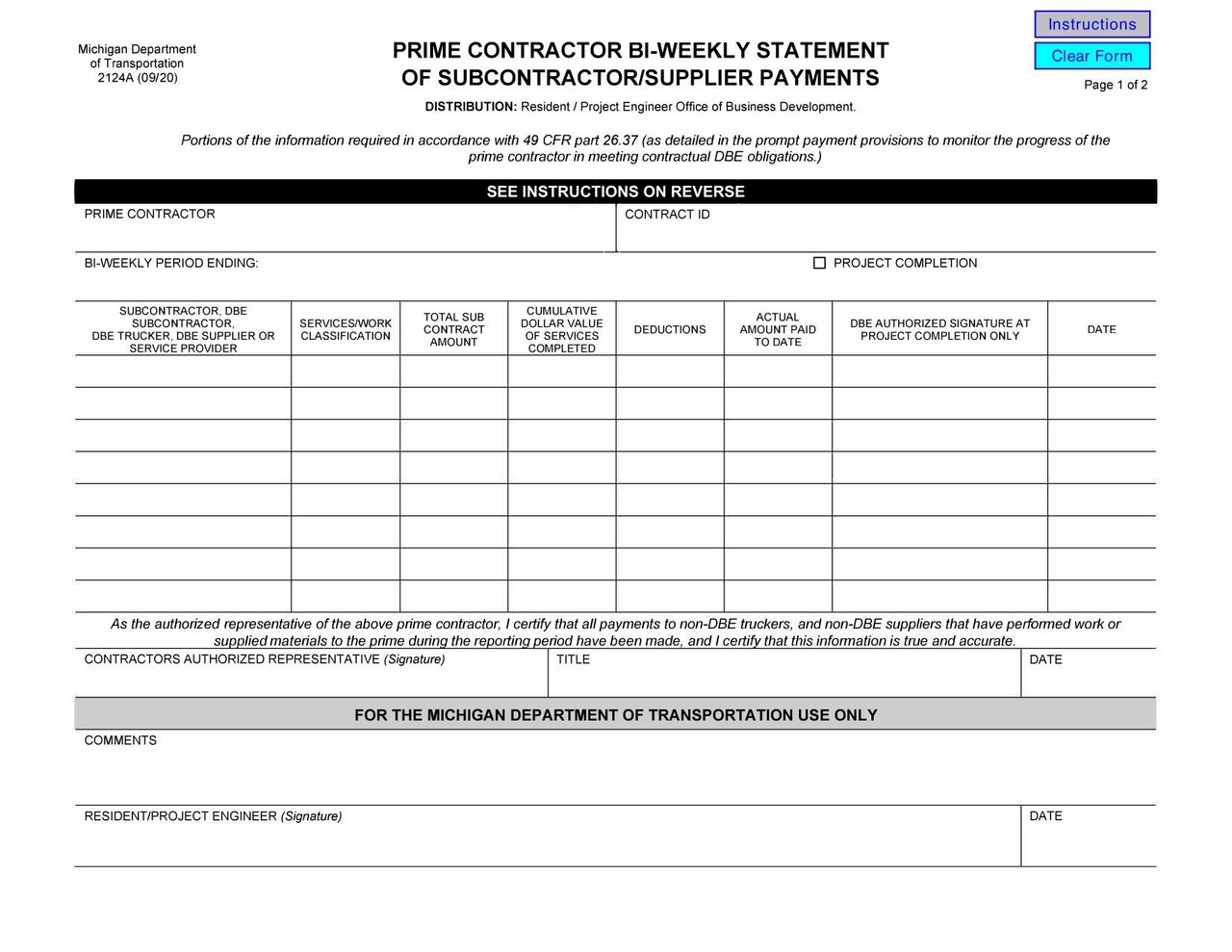MDOT Form 2124A | Fill and sign with Lumin