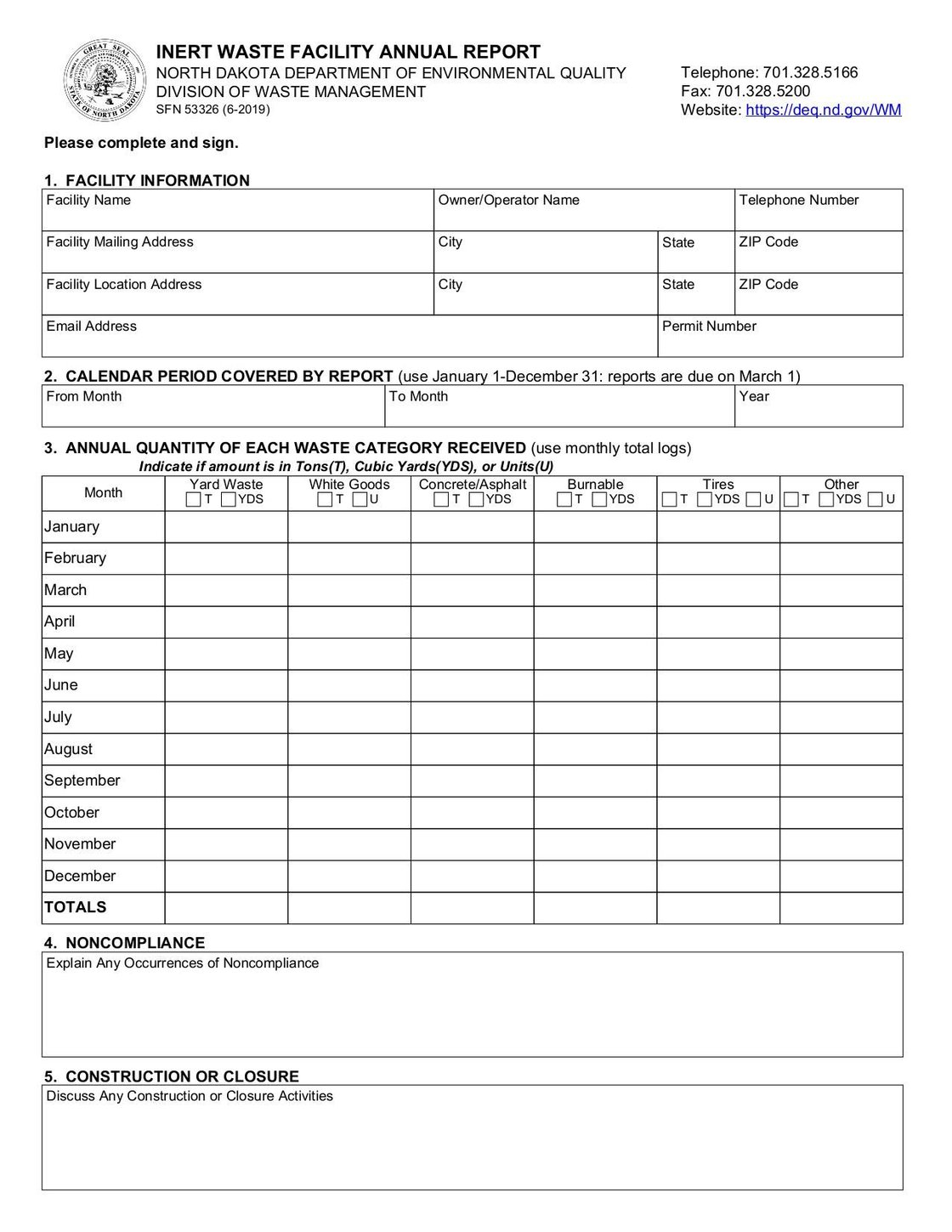 Inert Waste Facility Annual Report | Fill and sign online with Lumin