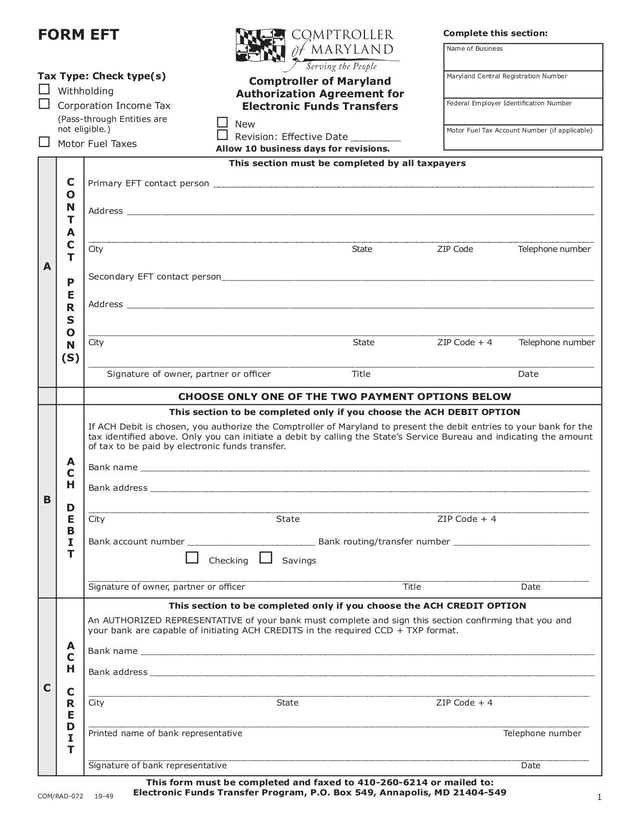 Form EFT | Fill and sign online with Lumin