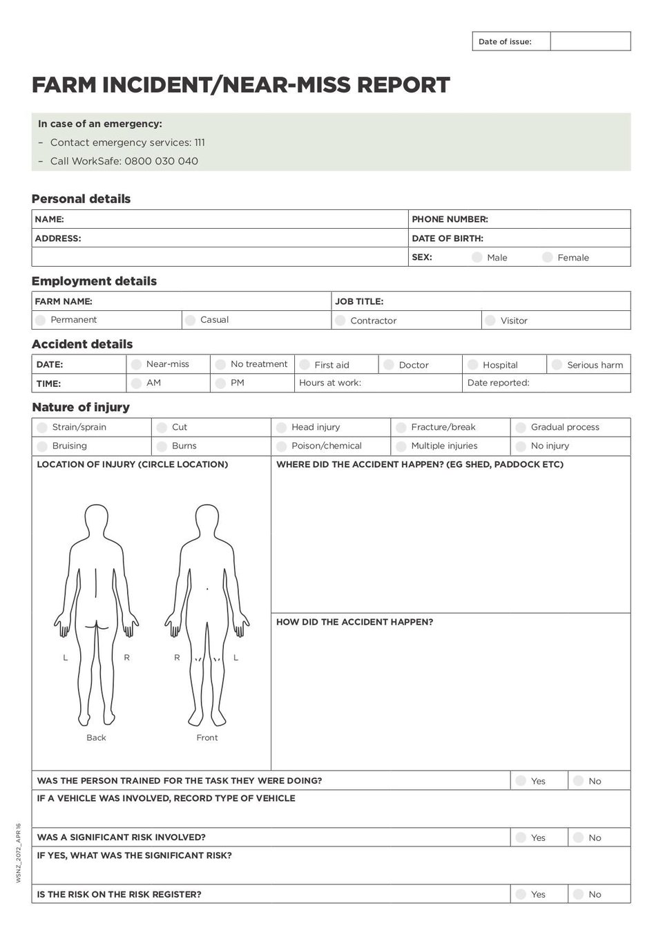Farm Incident Near-Miss Report | Fill and sign online with Lumin
