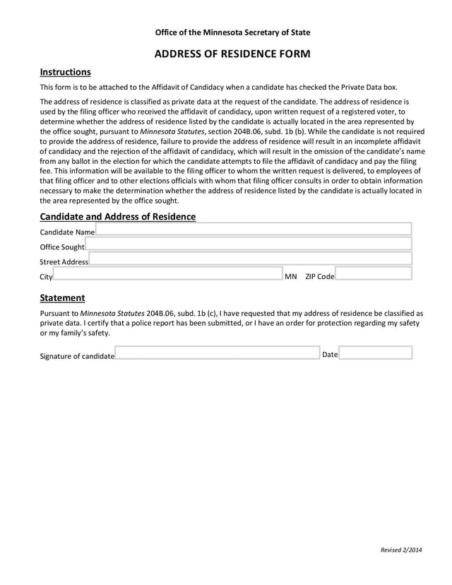 Address of Residence Form | Fill and sign online with Lumin