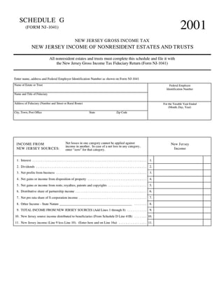 Schedule G Form NJ-1041 | Fill and sign with Lumin