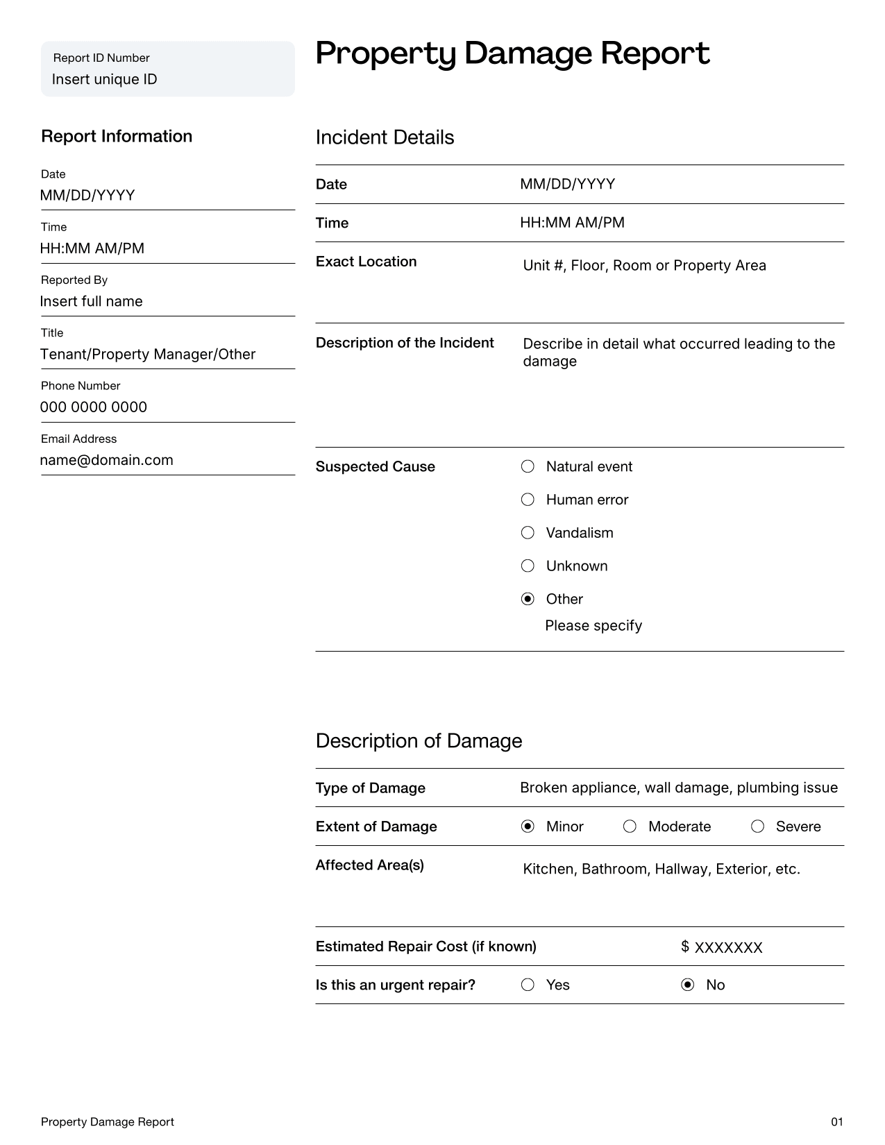 Property Damage Report Template | Fill and sign with Lumin