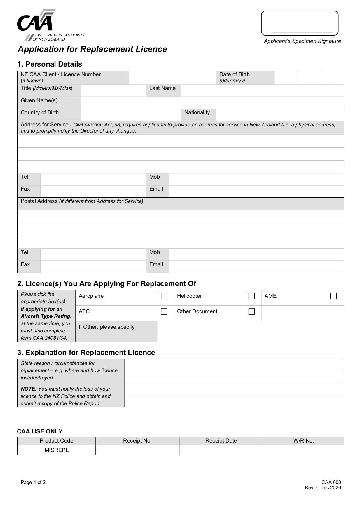 CAA600 | Fill and sign online with Lumin
