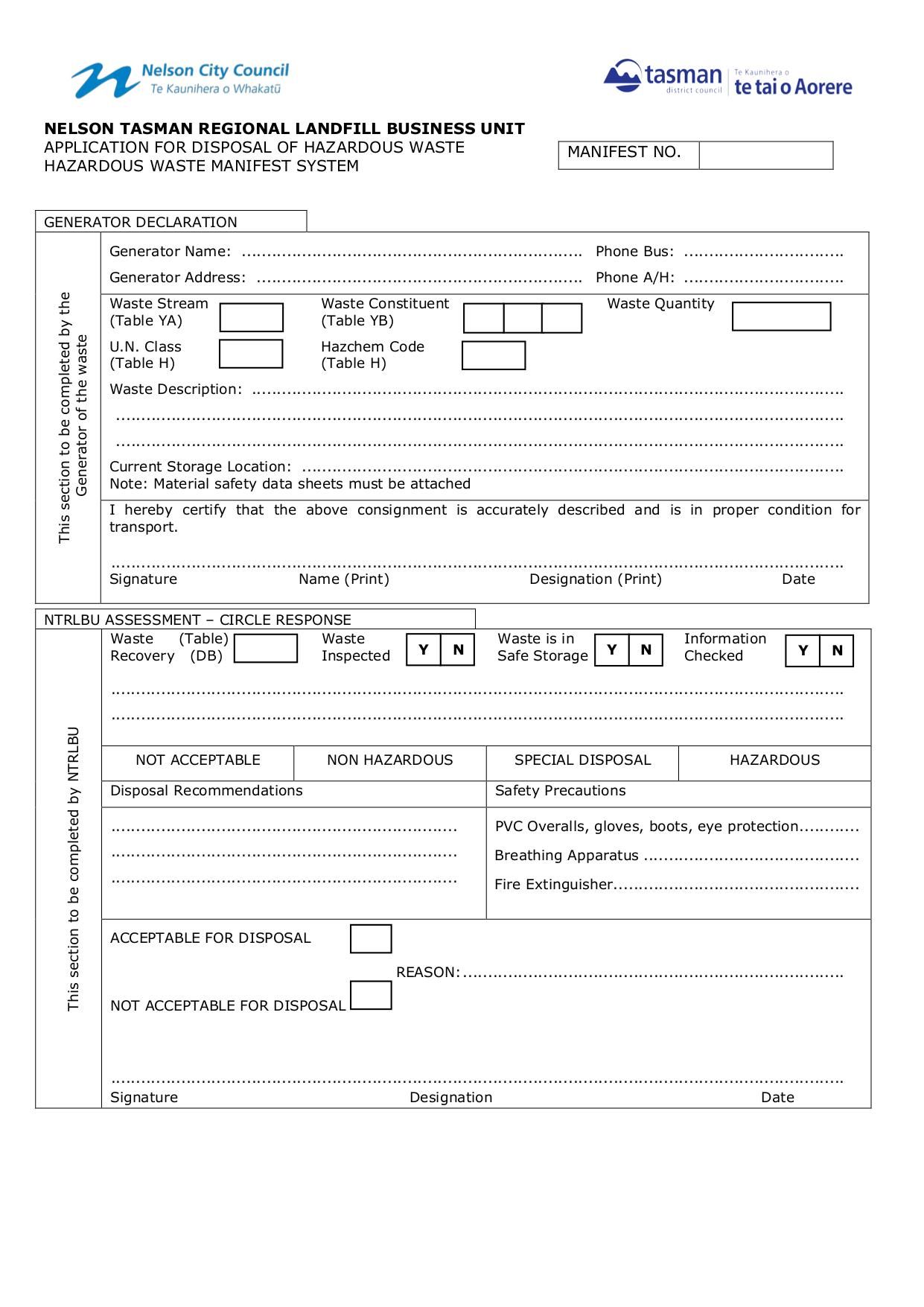 Disposal of Hazardous Waste Form | Fill and sign online with Lumin