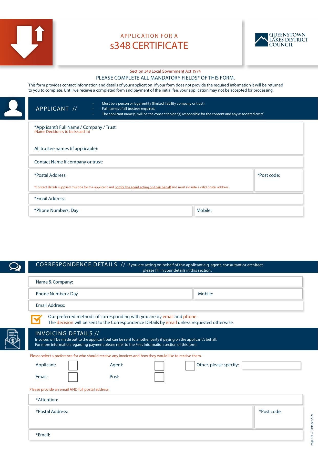 Application for S348 Certificate | Fill and sign online with Lumin