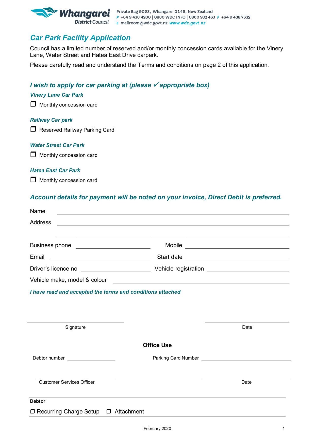Car Park Facility Application | Fill and sign online with Lumin