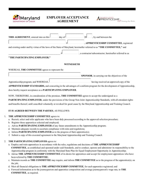 Employer Acceptance Agreement | Fill and sign online with Lumin