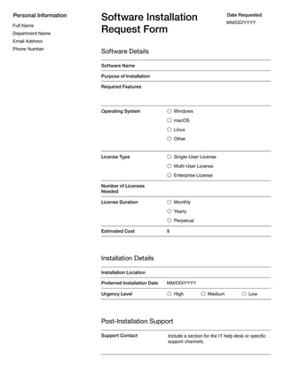 Software Installation Request Form Template | Fill and sign with Lumin