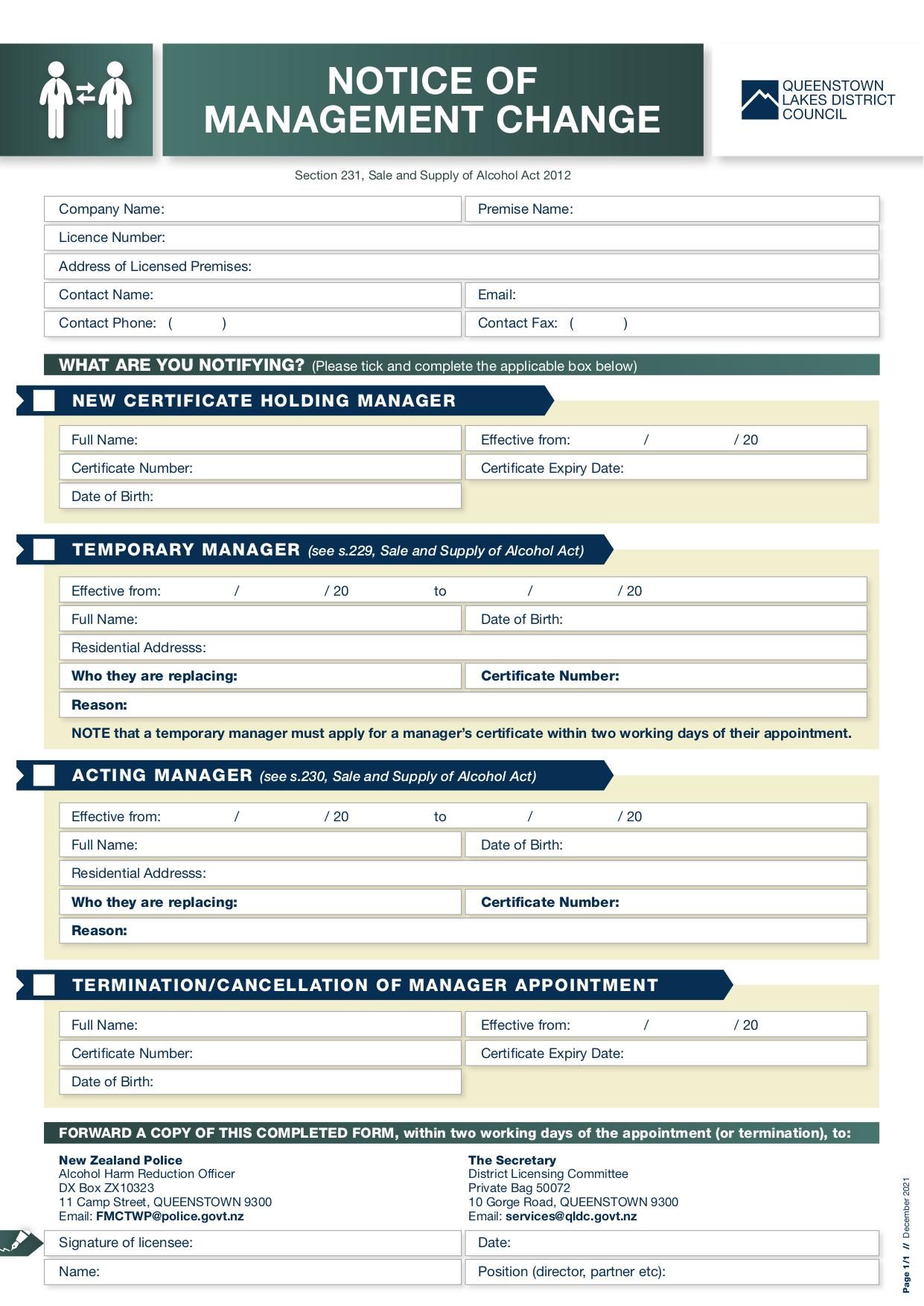 Notice of Management Change Form | Fill and sign online with Lumin