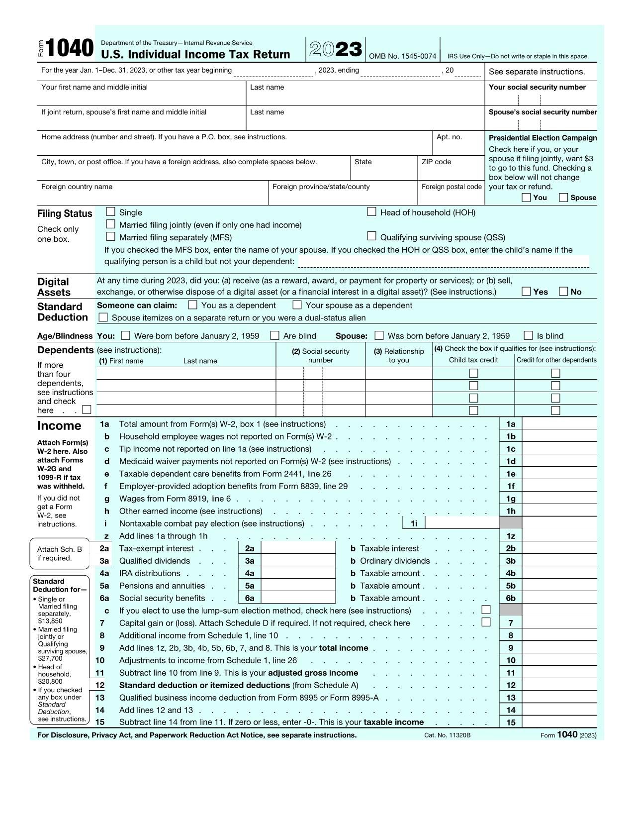 Form 1040 | Fill and sign online with Lumin