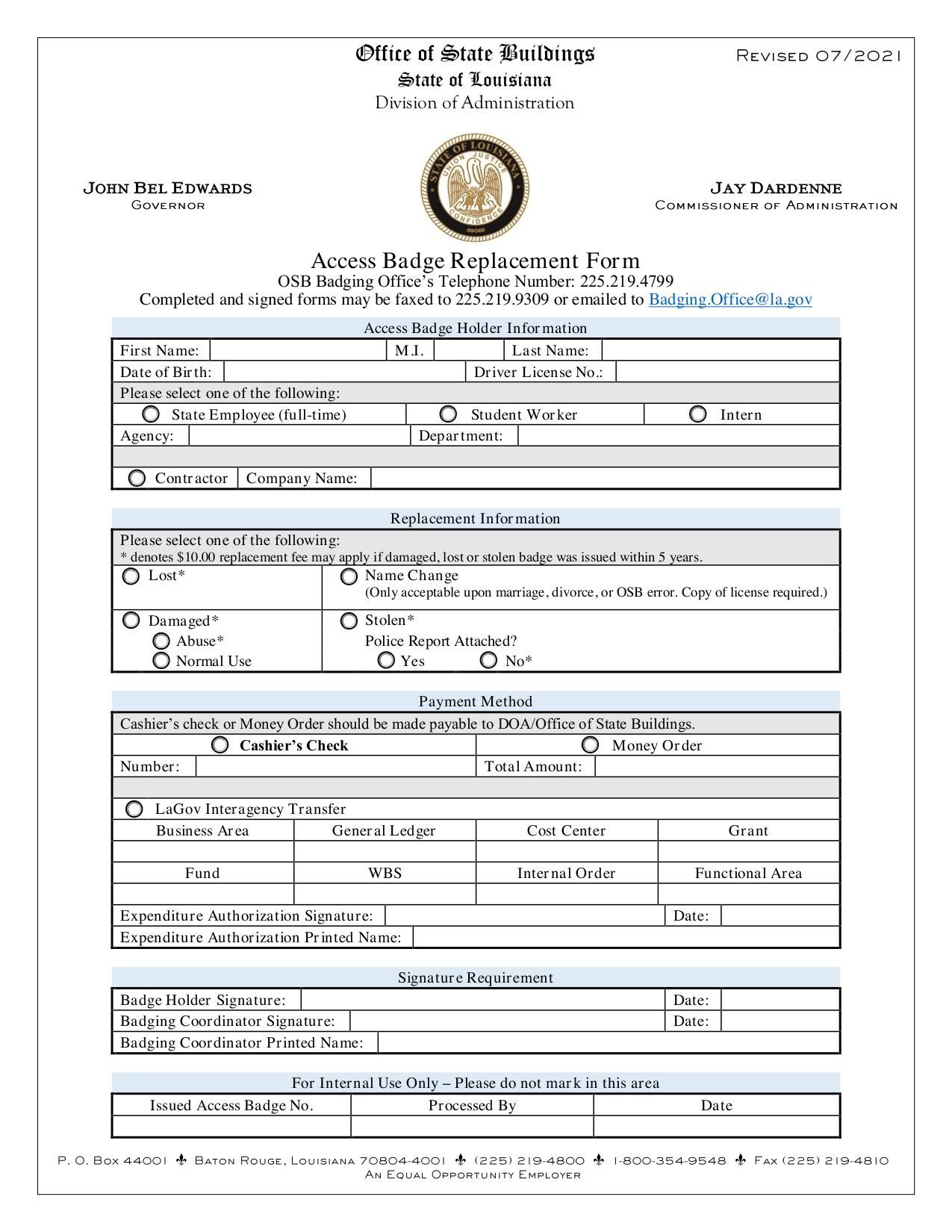 Access Badge Replacement Form | Fill and sign online with Lumin