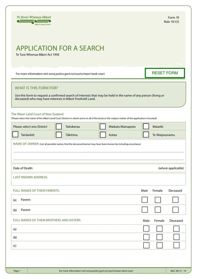 MLC Form 19 Application for a Search | Fill and sign online with Lumin