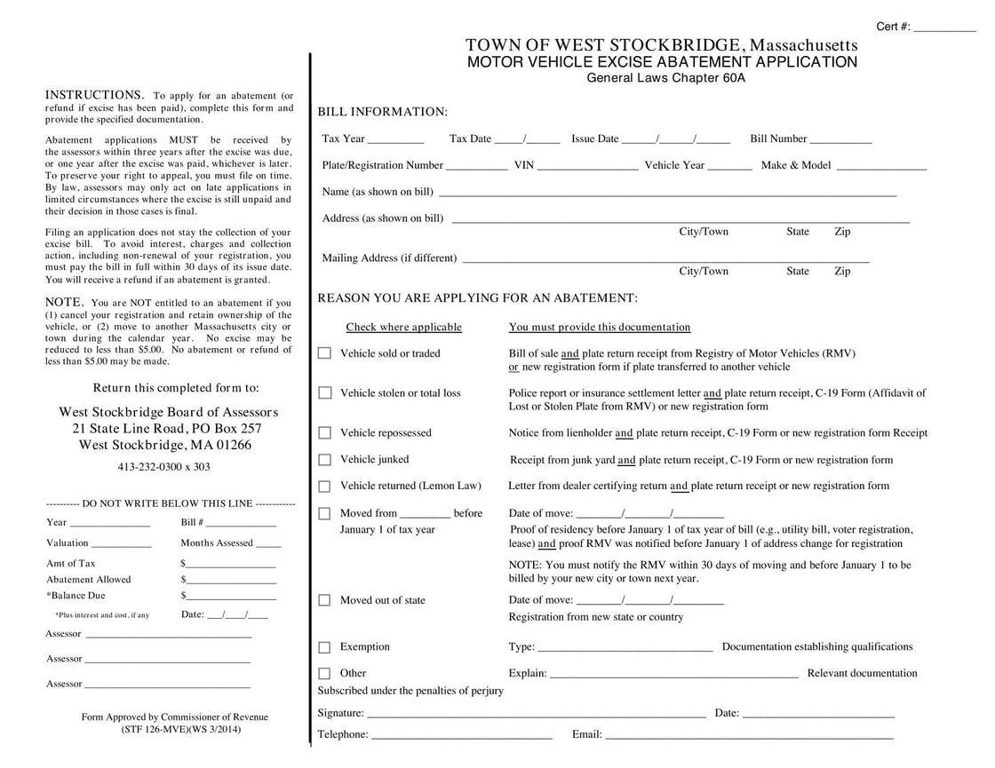 Town of West Stockbridge Form 126-MVE | Fill and sign with Lumin
