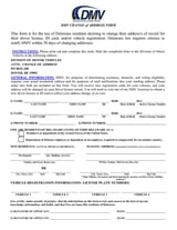 Delaware Driver License/Identification Card Address Change Form | Fill ...