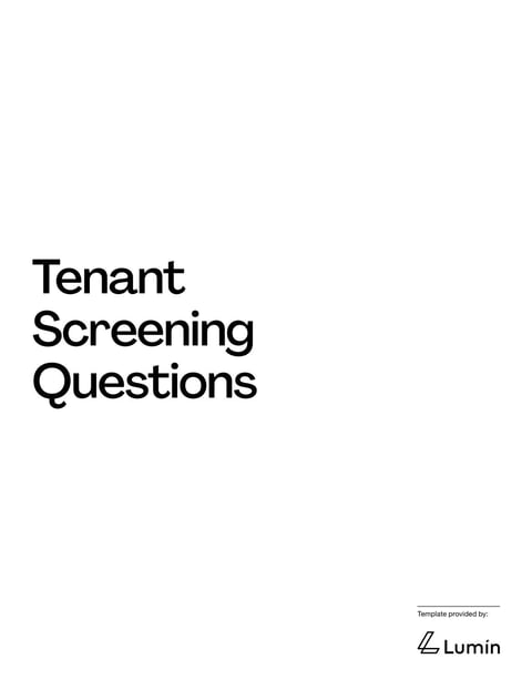 Tenant Screening Questions Template | Fill and sign with Lumin
