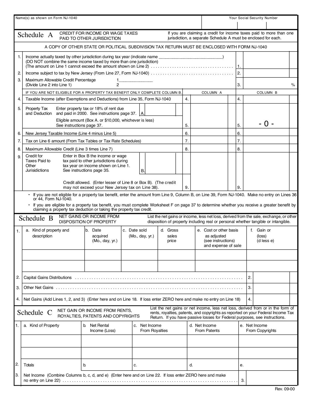 Schedule ABC for 2000 NJ-1040 | Fill and sign online with Lumin