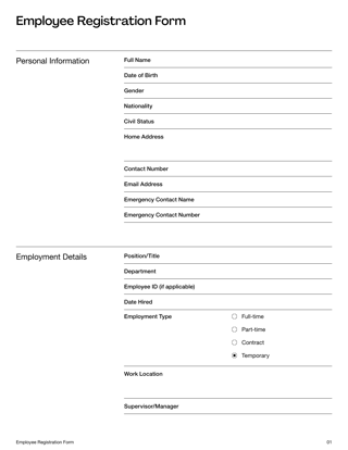 Employee Registration Form Template | Fill and sign with Lumin