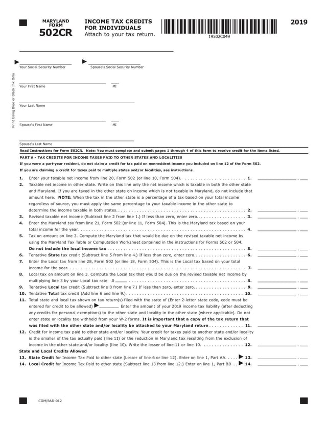 Maryland Form 502CR | Fill and sign online with Lumin