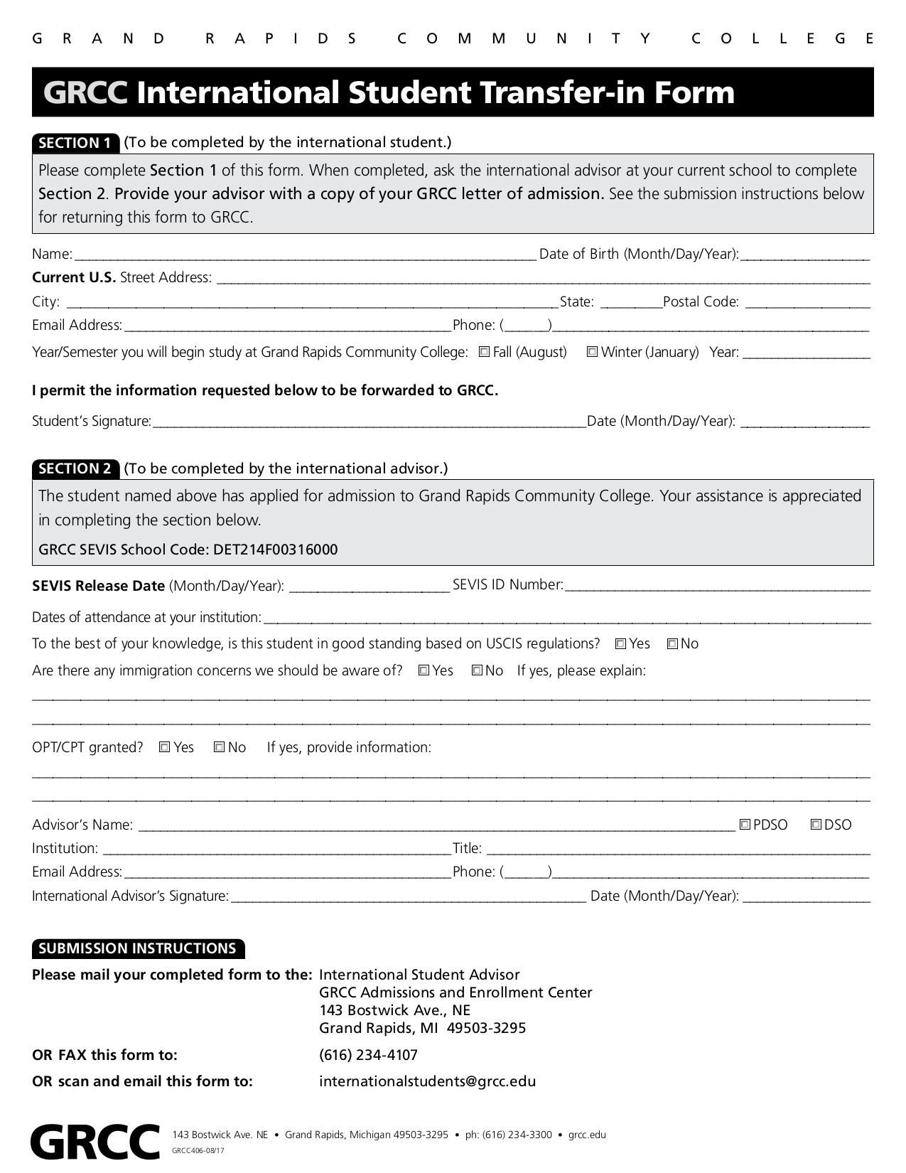 International Student Transfer-in Form | Fill and sign online with Lumin