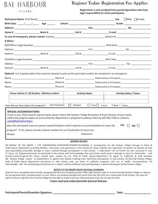 Recreation Program Registration Form | Fill and sign online with Lumin