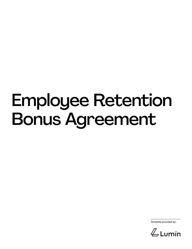 Employee Retention Bonus Agreement Template | Fill and sign with Lumin