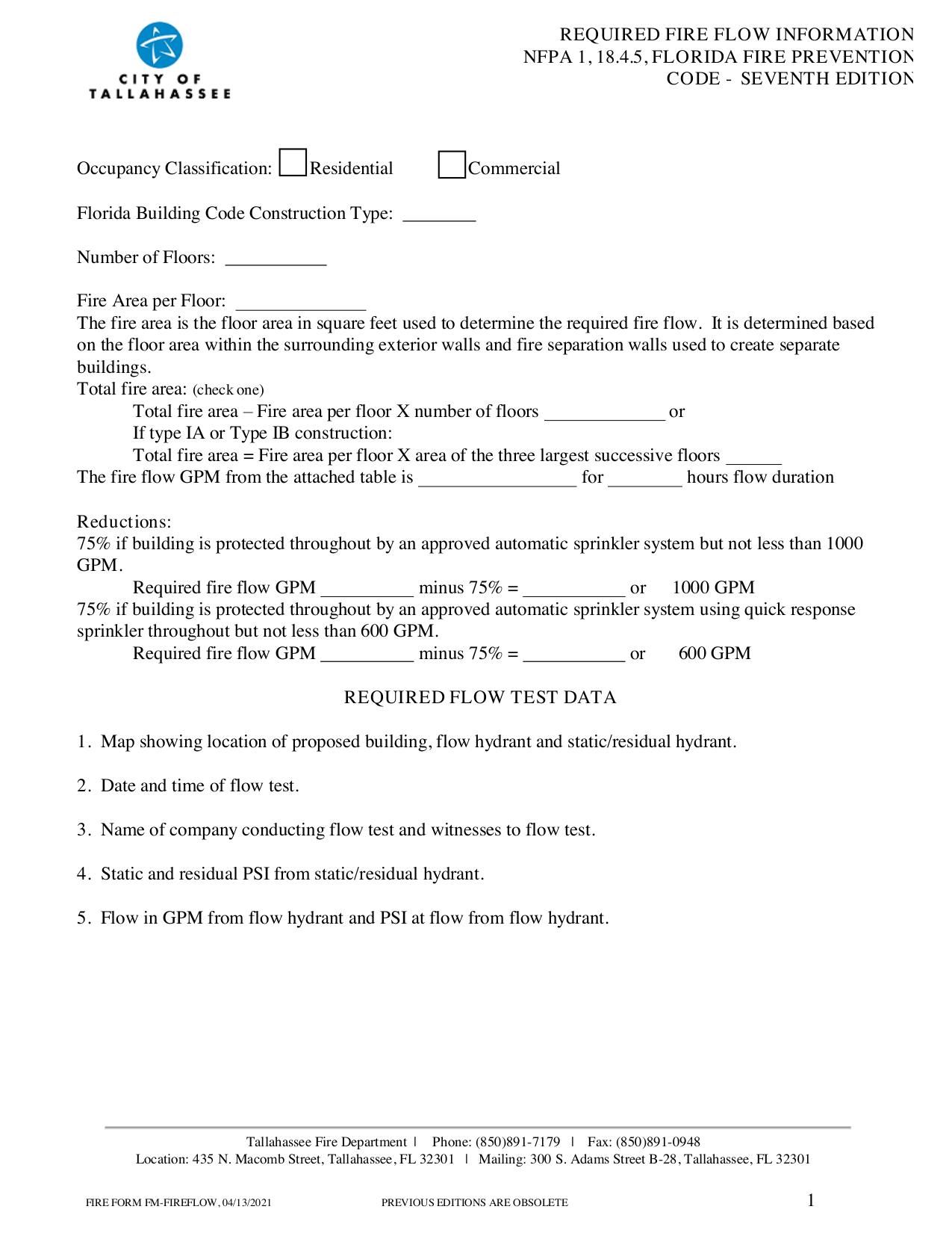 Required Fire Flow Information Form | Fill and sign online with Lumin