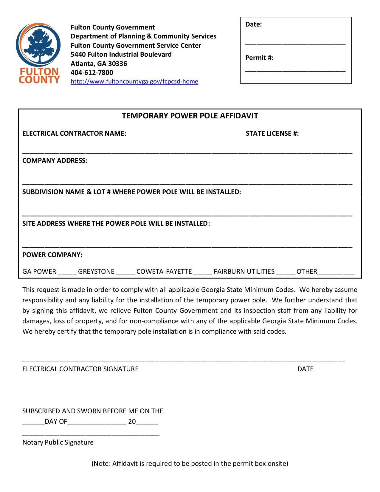 Temporary Power Pole Affidavit | Fill and sign online with Lumin
