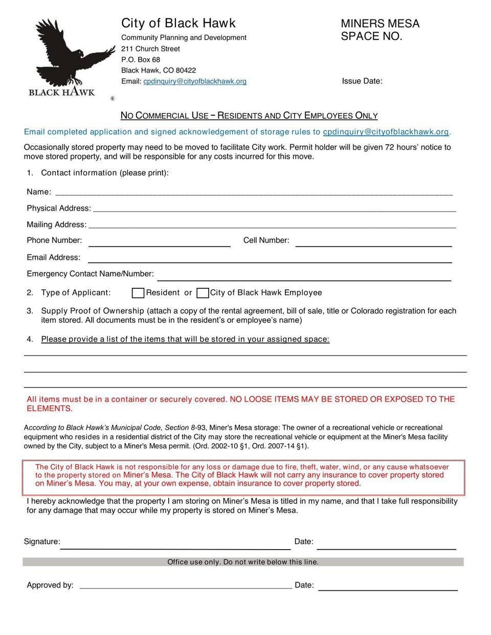 Miners Mesa Permit Application and Rules | Fill and sign with Lumin