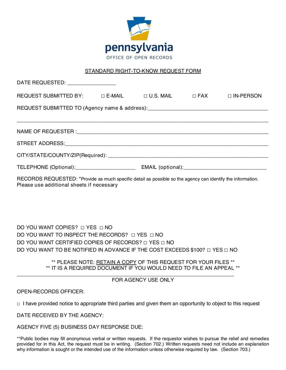 Right to Know Request Form | Fill and sign online with Lumin