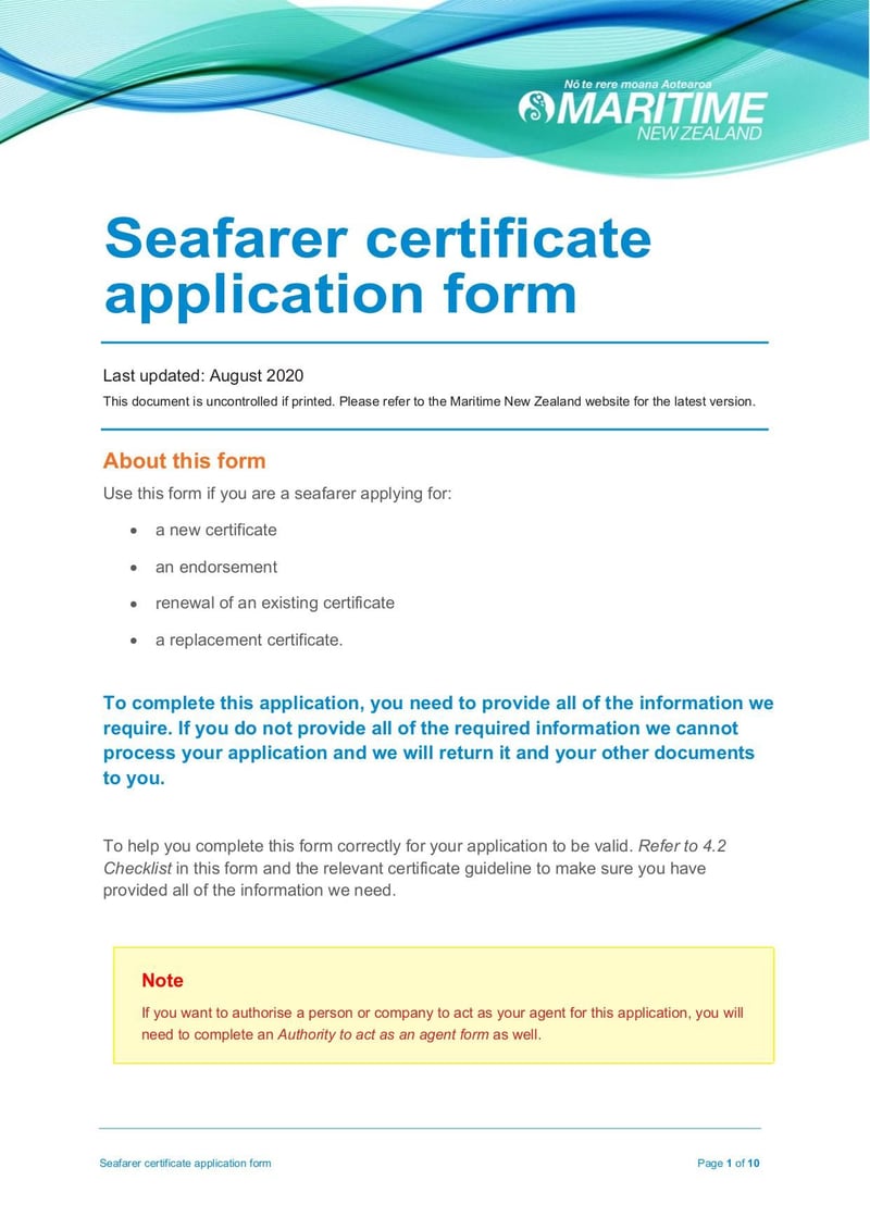 Seafarer Certificate Application Form | Fill and sign online with Lumin