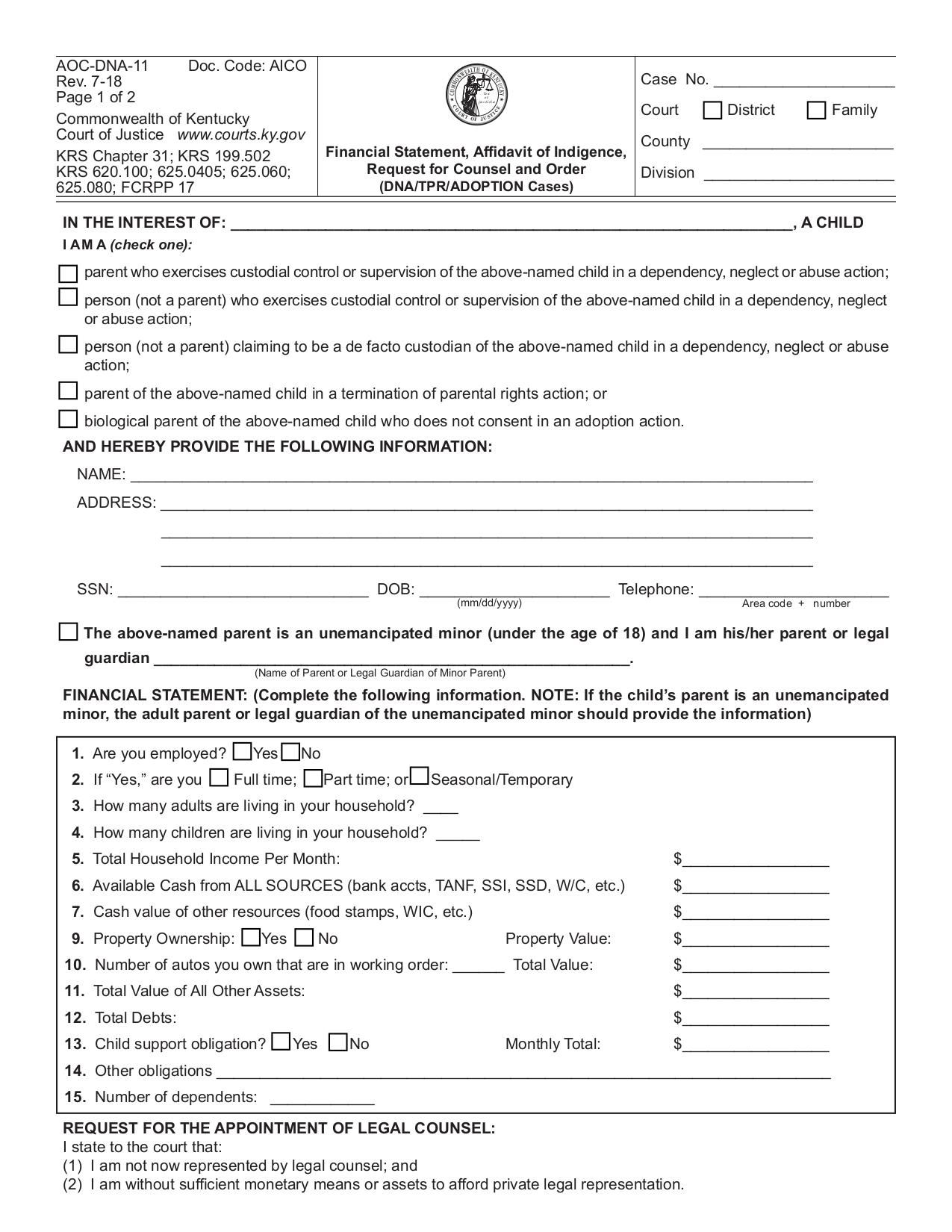 Form AOC-DNA-11 | Fill and sign online with Lumin