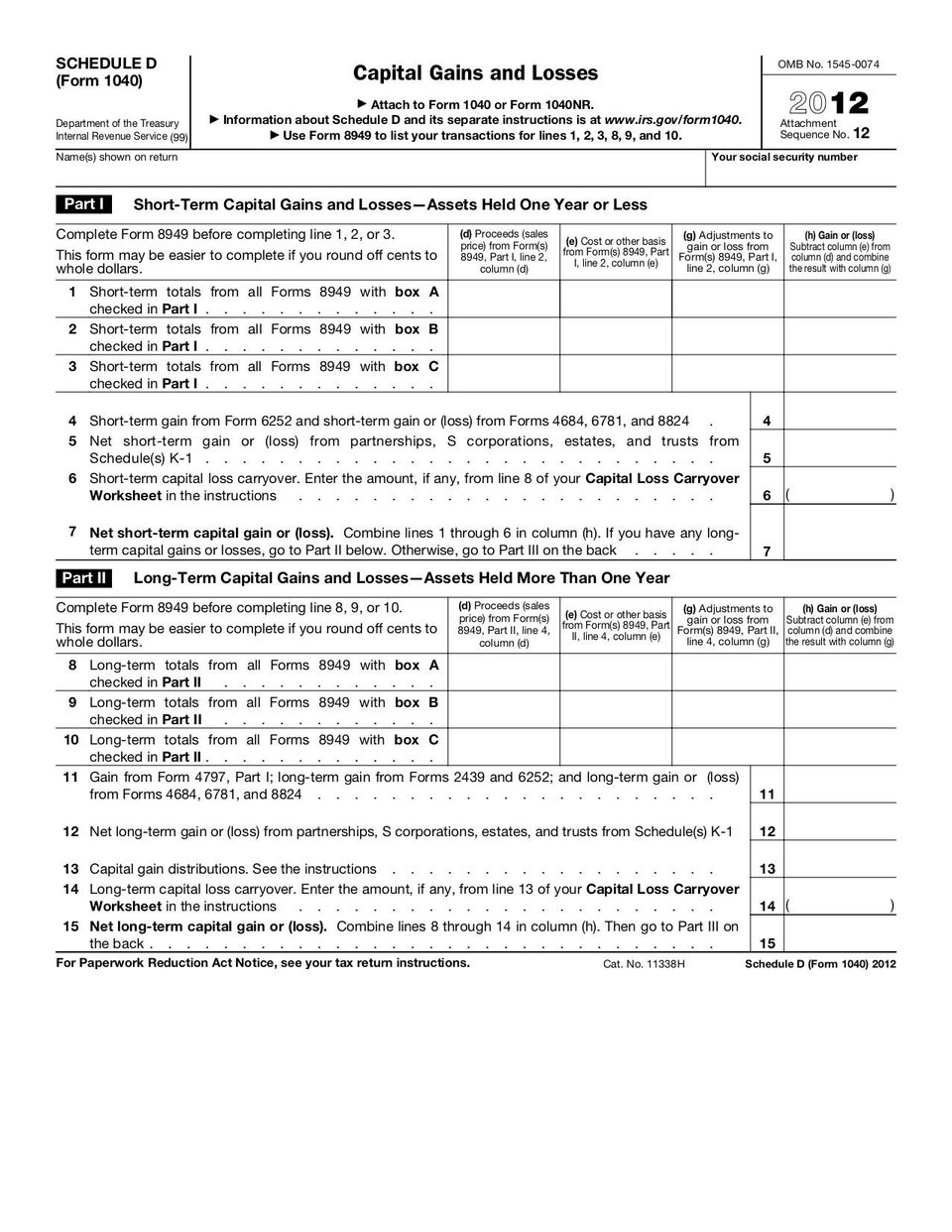 Form 1040 (Schedule D) | Fill and sign online with Lumin